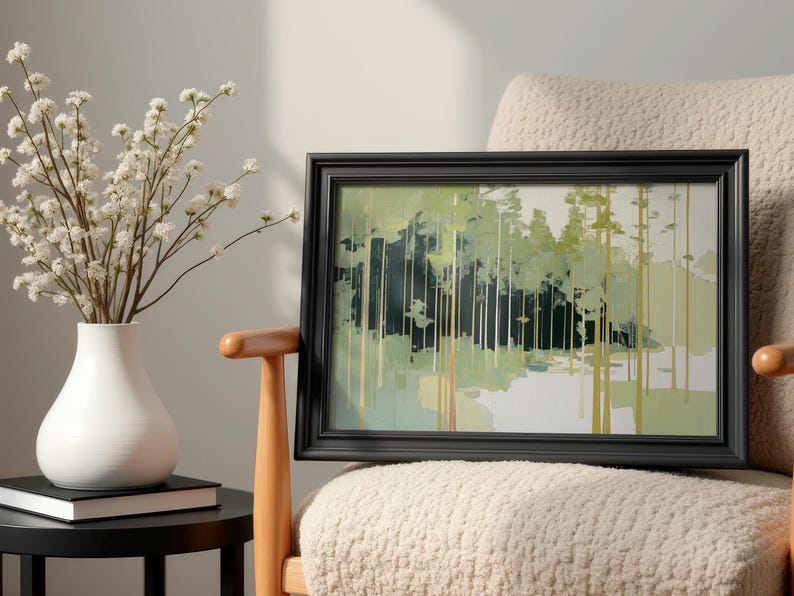 Art Deco Tree Landscape Print – Green Minimalist Nature Art - Etsy