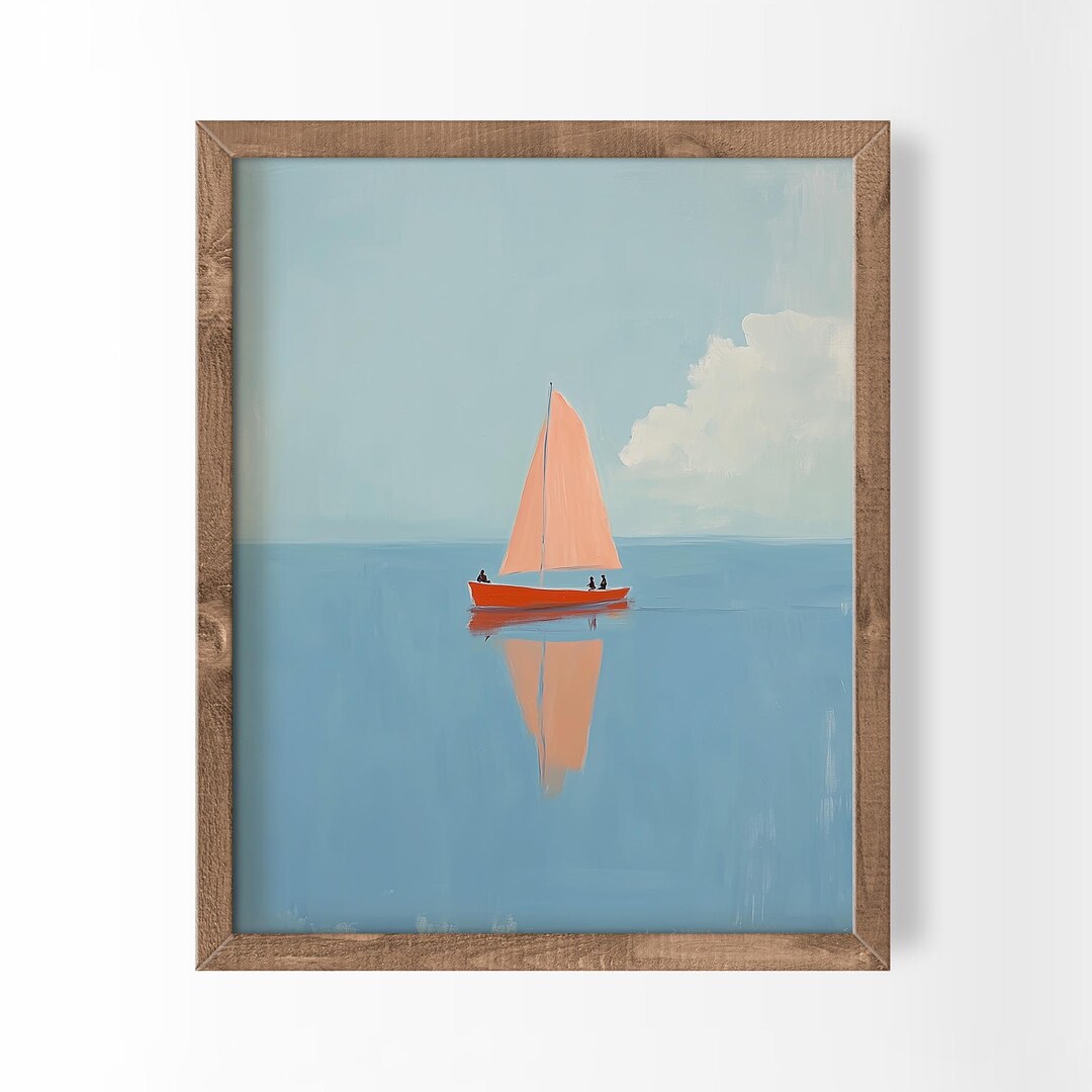 Miniature People Sailboat Wall Art Coastal Minimal Sailing Print - Etsy