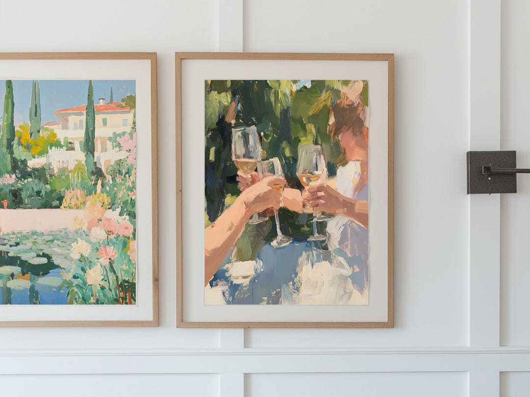 Cheers Painting Champagne Art Cocktail Decor Old Money Print Preppy Bar ...