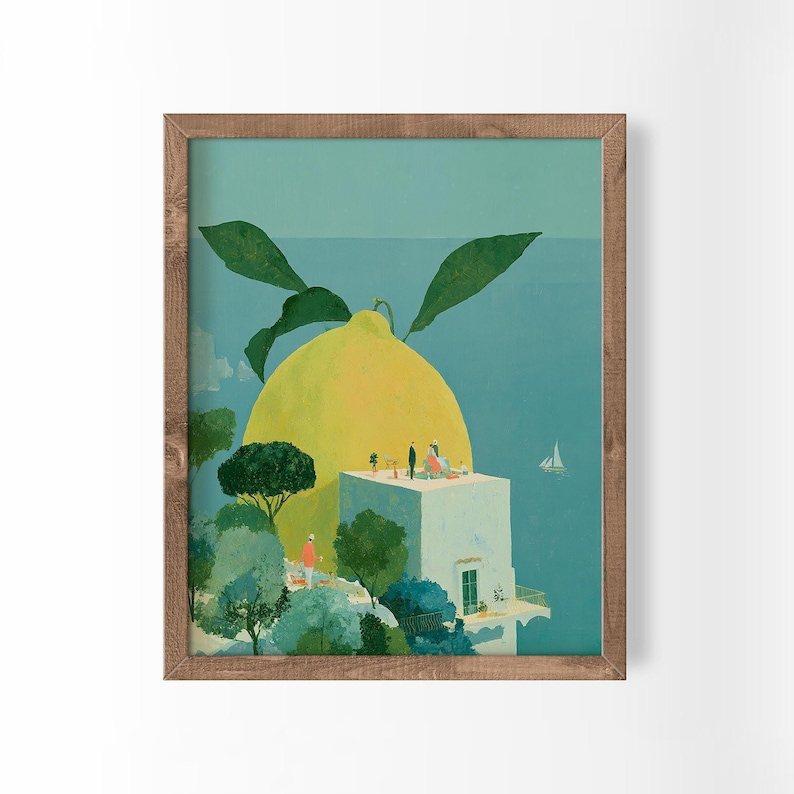 Tiny People Print Lemon Wall Art - Cutecore Kitchen Coastal Wall Decor ...