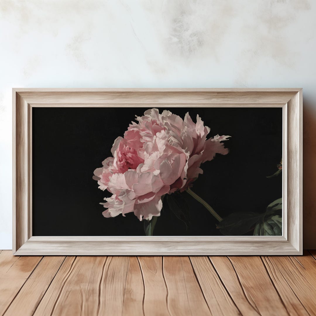 Pink Peony Frame TV Art – Moody Floral Art Mode Display - Etsy