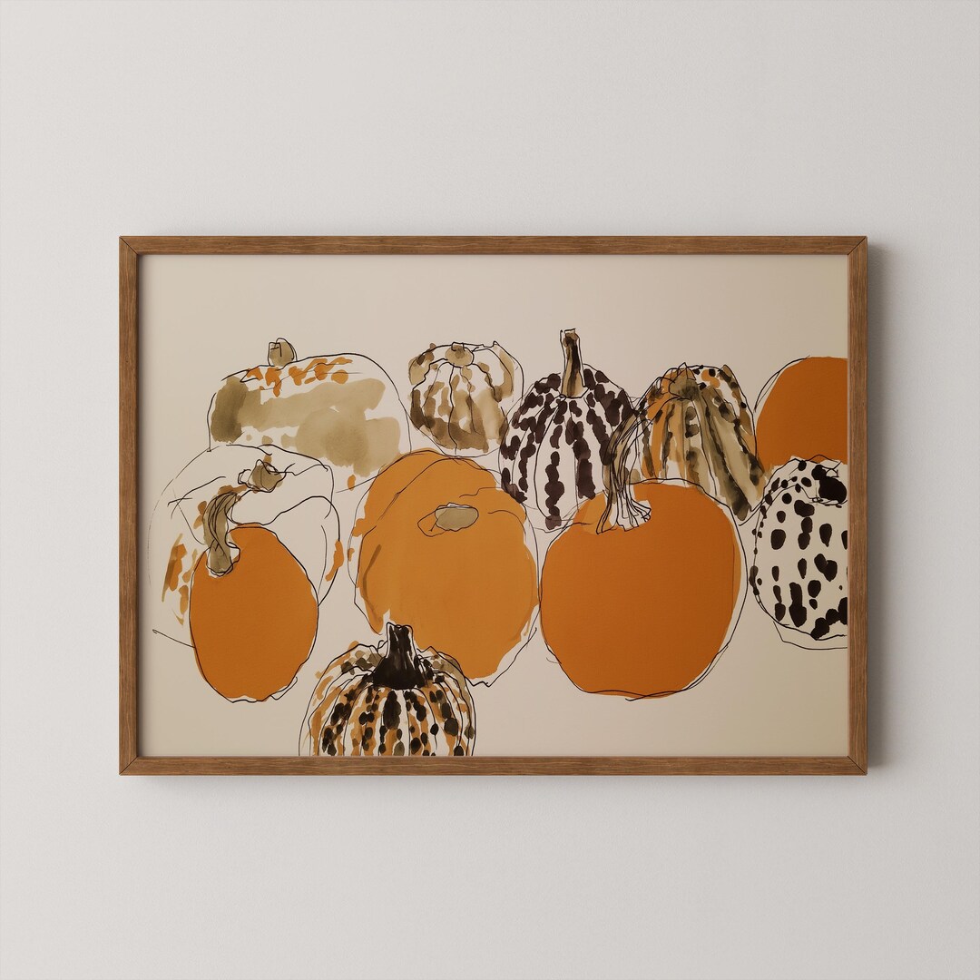 Fall Pumpkins Print, Yayoi Kusama Inspired Autumn Harvest Painting ...