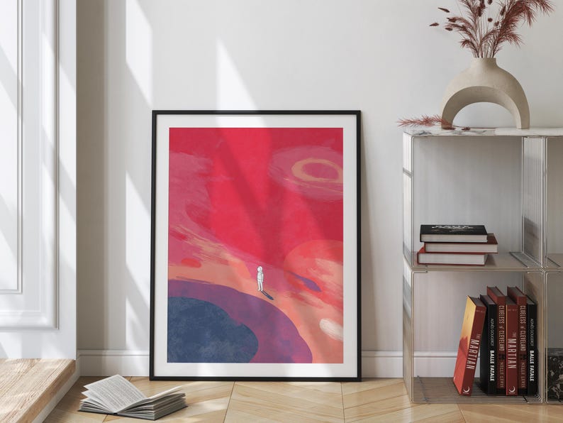 Space Explorer Venus Painting Tiny People Print Retro Futurism Decor - Etsy