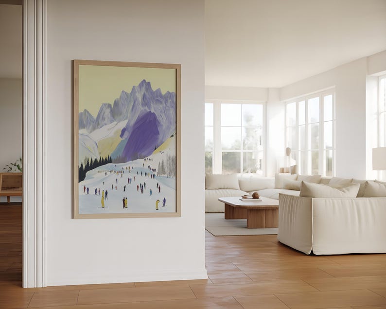 Mid Century Ski Poster Print, Retro Mountain Skier Wall Art, Vintage ...