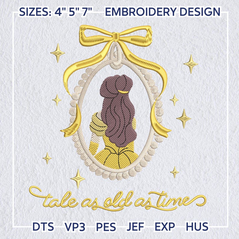Magic Kingdom Embroidery Design, Tale as Old as Time Embroidery Design ...