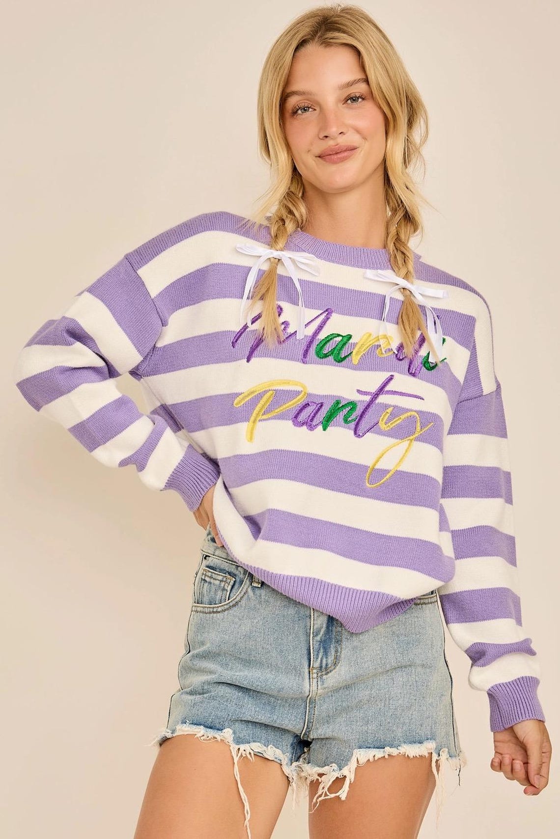 Mardi Gras Mardi Party Striped Sweater | Mardi Gras Outfit | Mardi Gras ...