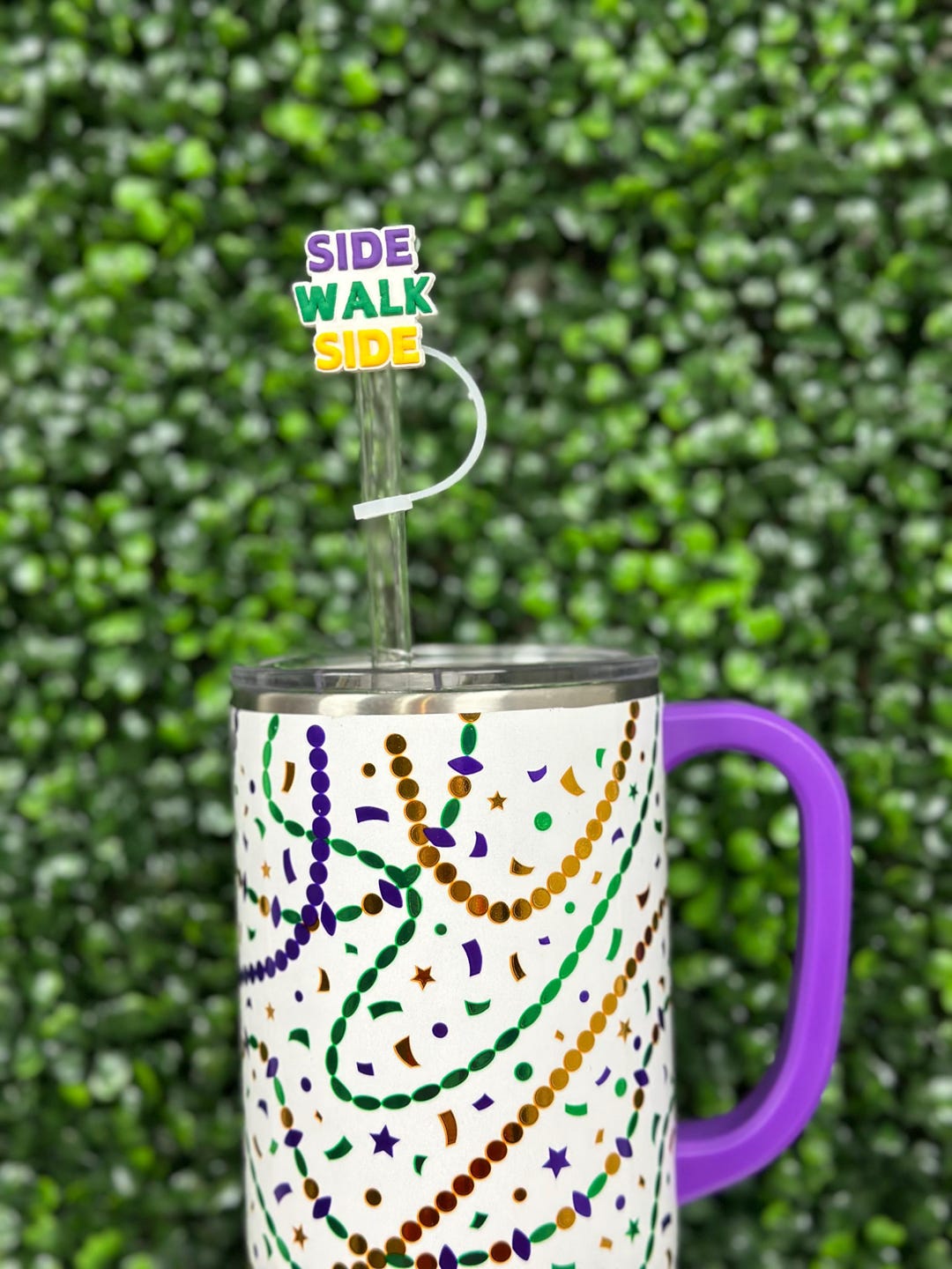 Neutral Ground Side Mardi Gras Straw Topper | 10mm | Straw Topper ...