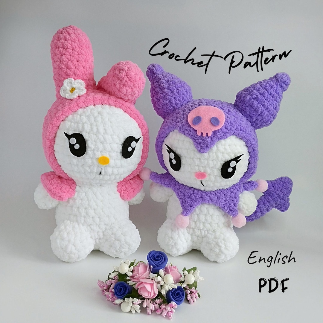 2-in-1 Crochet Pattern Kuromi and My Melody, Crochet Kuromi Pattern ...