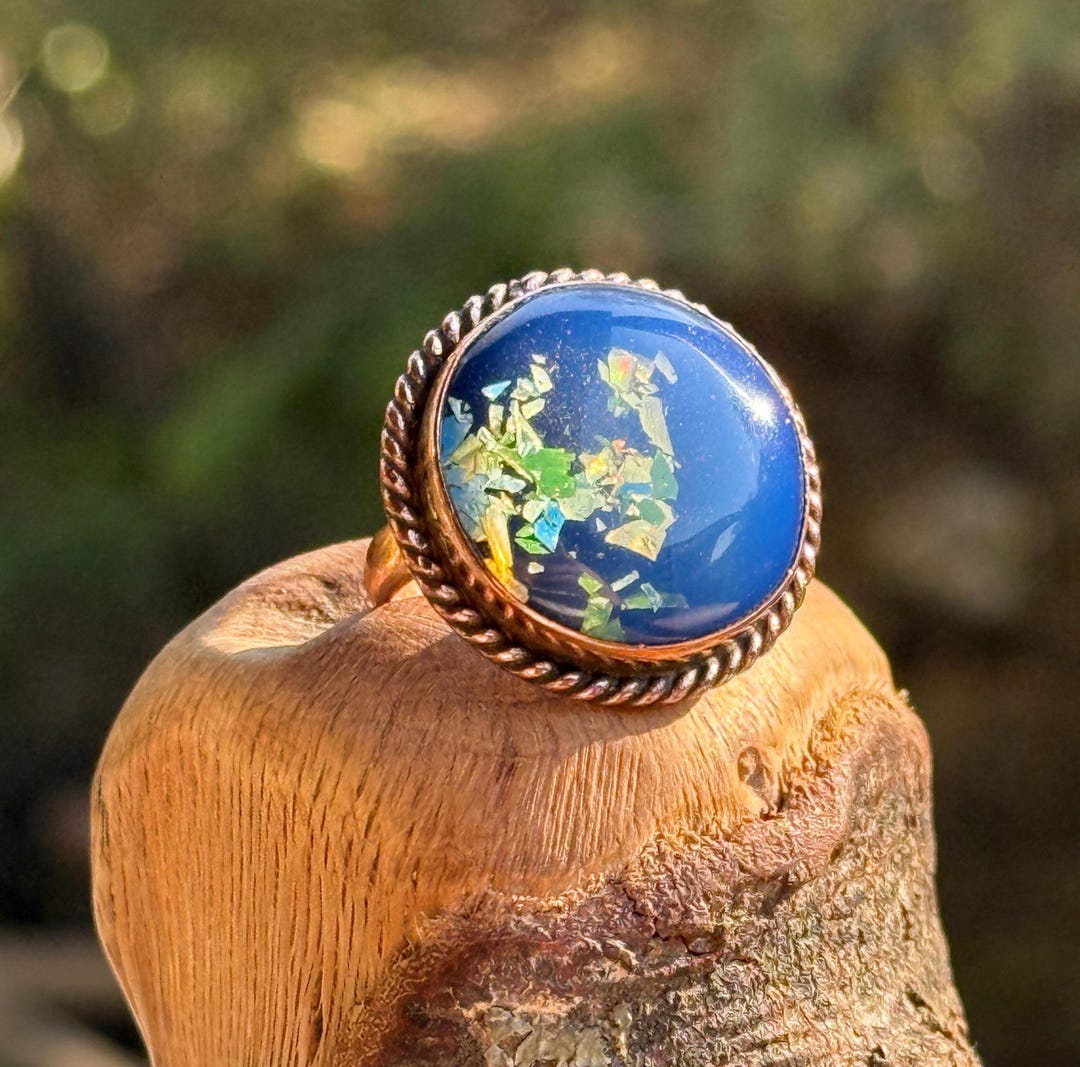 Doublet Opal Sparkling Earth Copper Ring: Size 8 and a Quarter - Etsy
