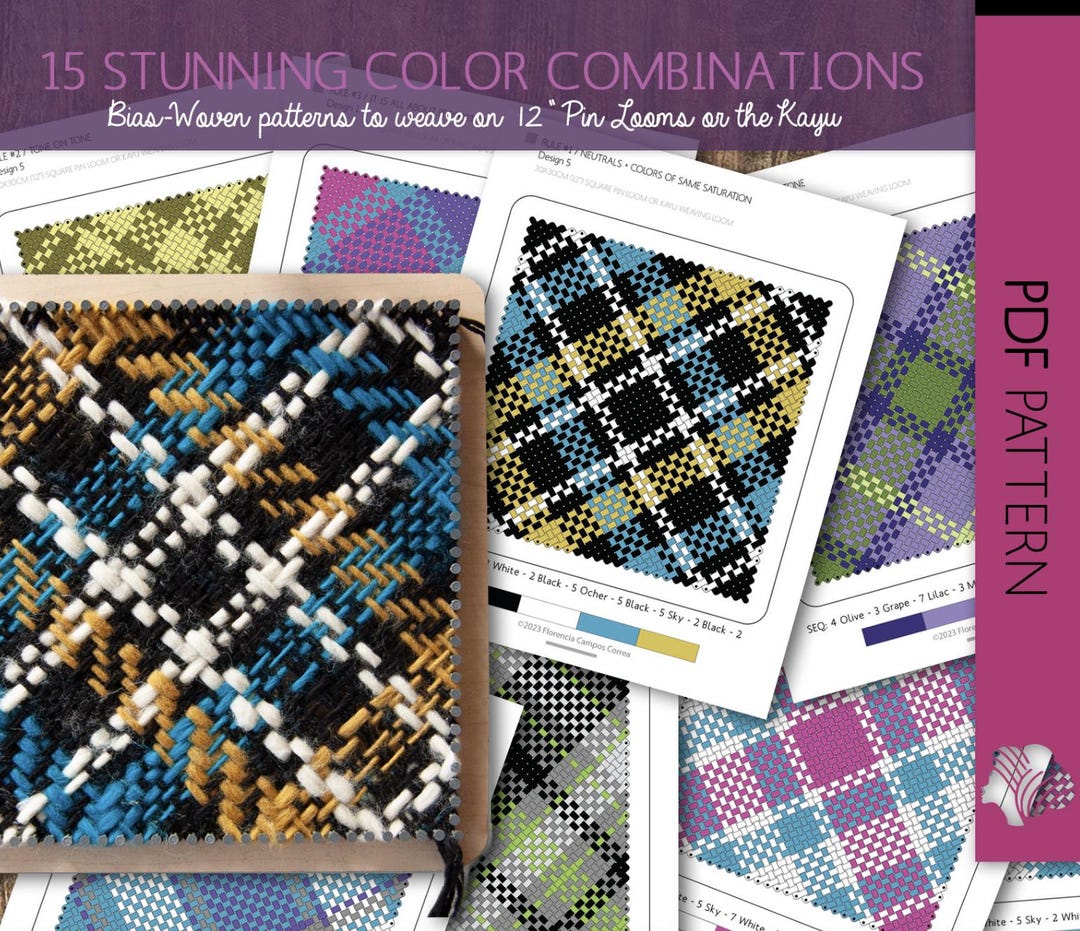 Herringbone Stitch Pin Loom PDF Pattern Set of 15 Designs | Bias ...