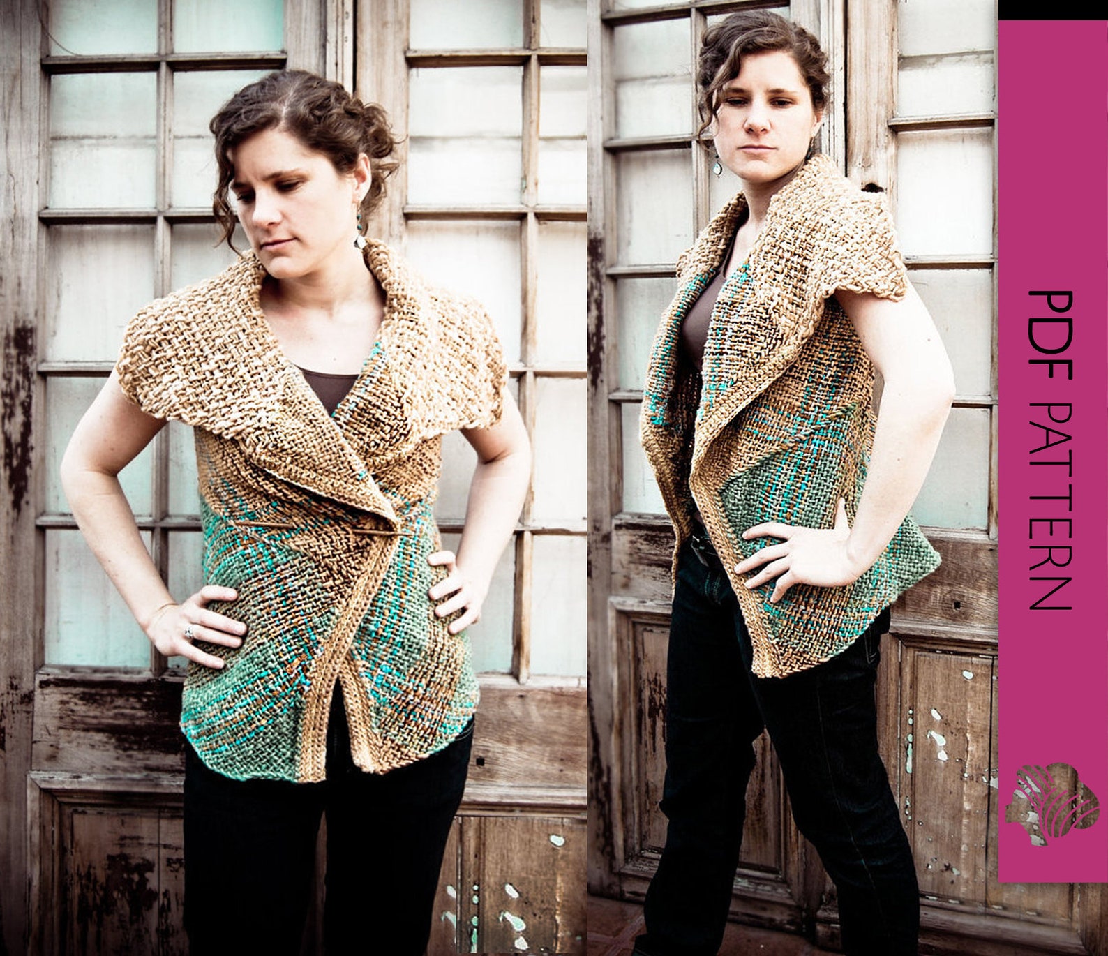 Sweet Turquoise Wrap Sweater Pattern | Bias Weaving Pattern | Weaving ...