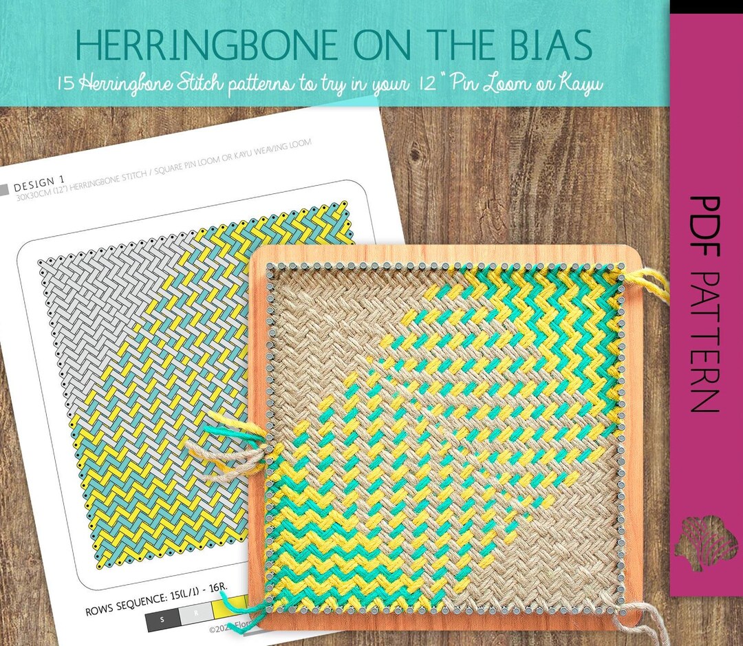 Herringbone Stitch Pin Loom Pattern: 15 Weaving Designs (PDF Pattern ...