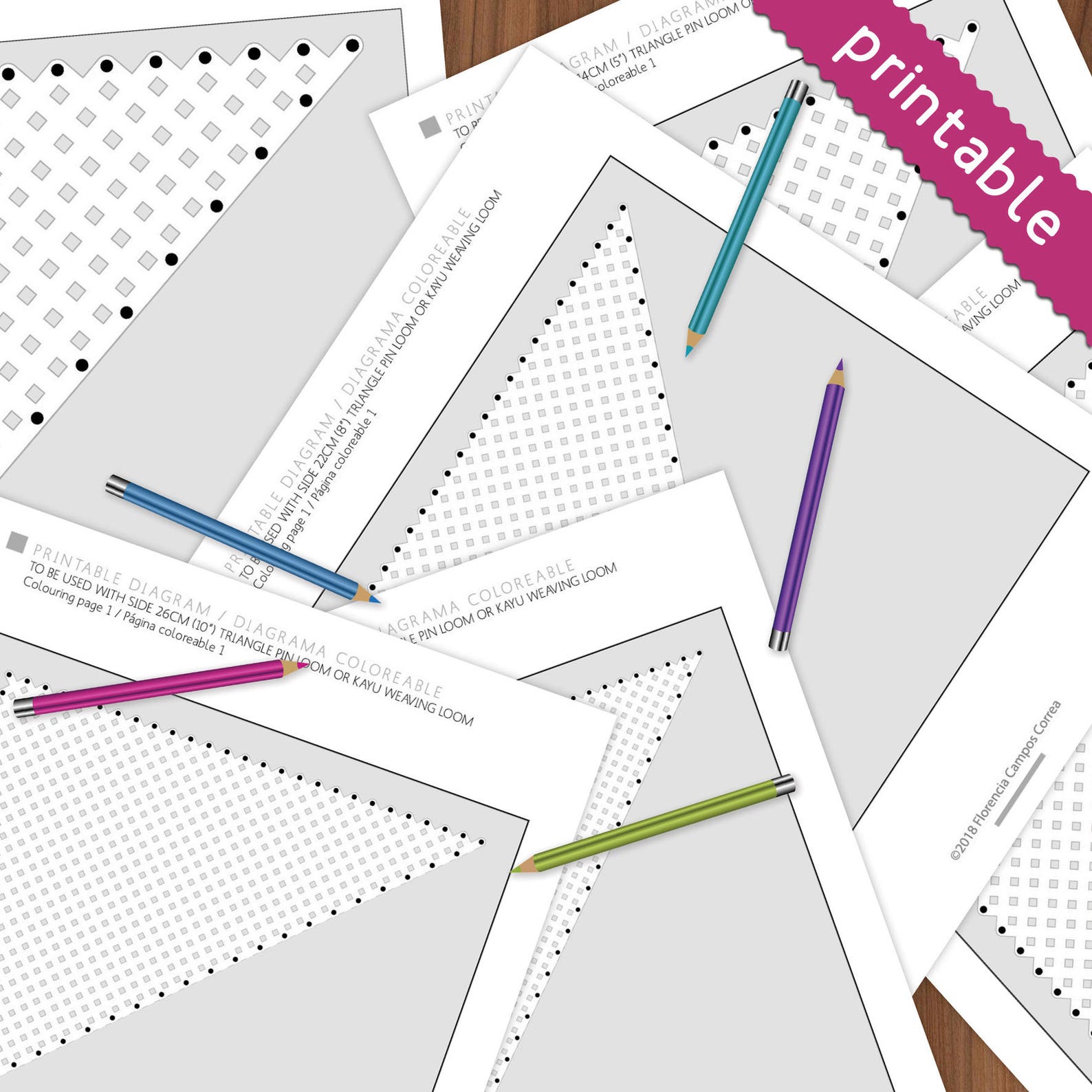 Kayu Loom Triangle Loom Coloring Pages Coloring Chart - Etsy