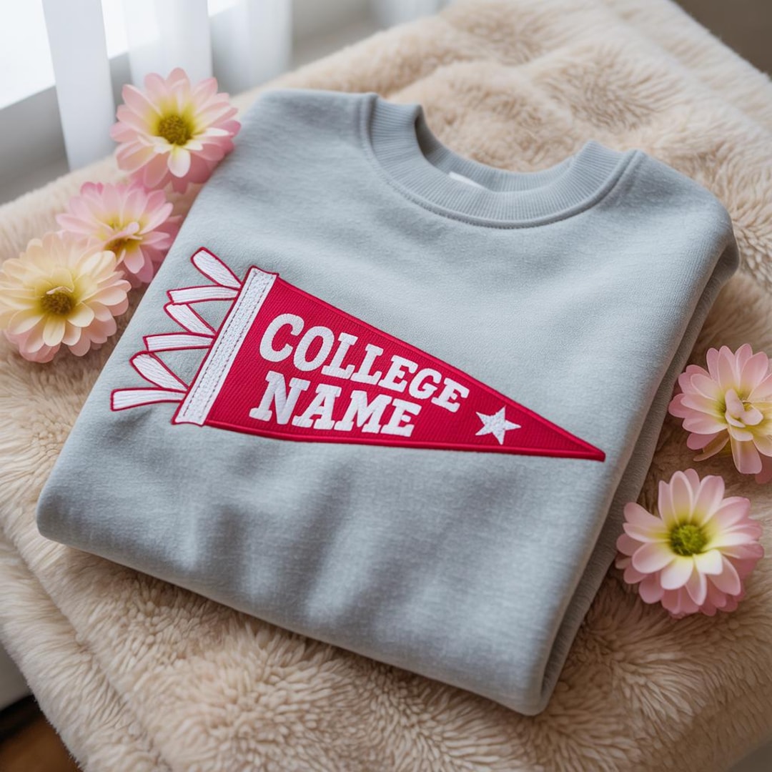 EMBROIDERED Custom College Pennant Sweatshirt, School Spirit Crewneck ...