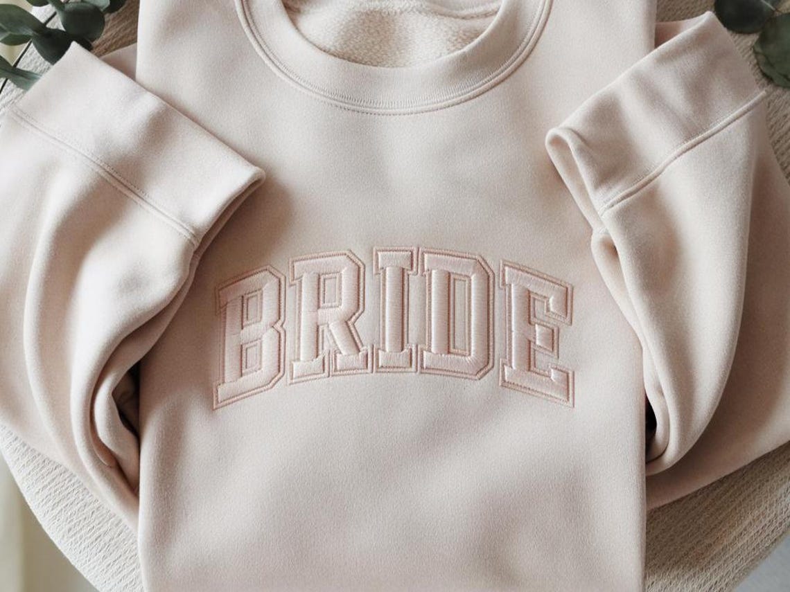 Embroidered Bride Sweatshirt, Bridal Party Sweatshirt, Wedding Morning ...