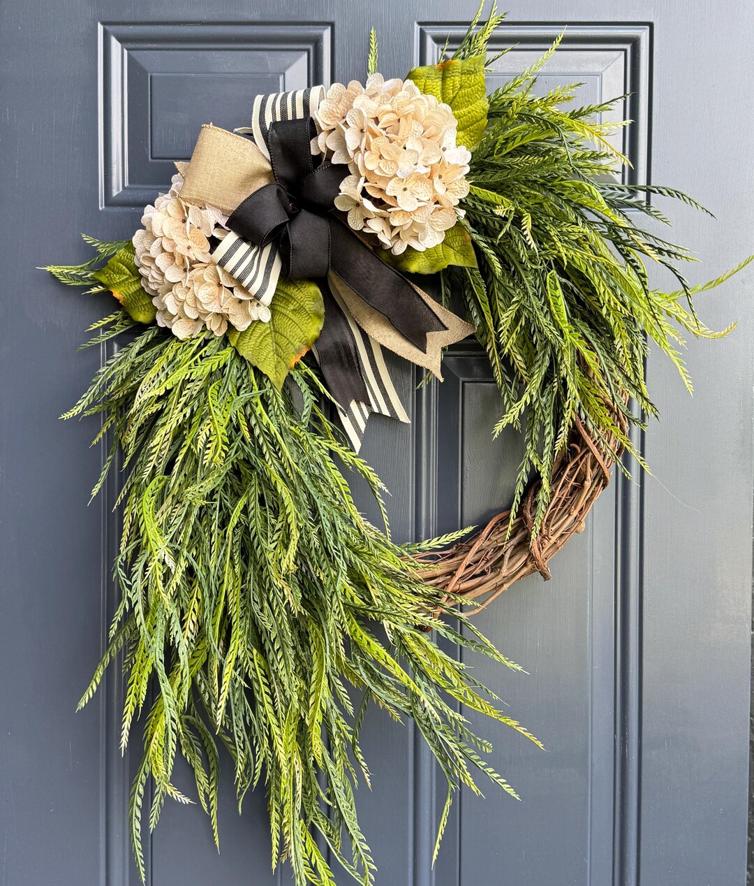 Hydrangeas All Season Wreaths for Front Door, Cream Hydrangea Wreath ...
