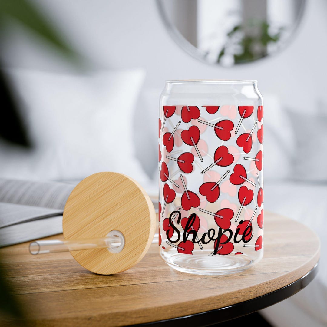 Heart Custom Sipper Glass, Personalized Drinking Cup, Wedding ...