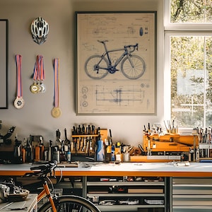 Pro Racing Bicycle Blueprint Art - Vintage Technical Design Poster ...