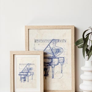 Grand Piano Blueprint - Printable Digital Drawing of a Musical ...