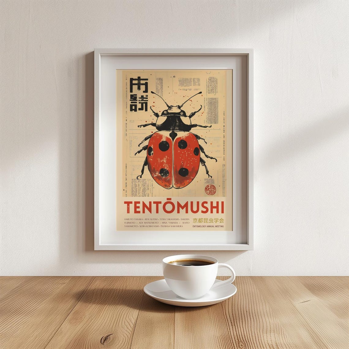 Retro Ladybug Entomology Art Print | Japanese Design | Printed or ...
