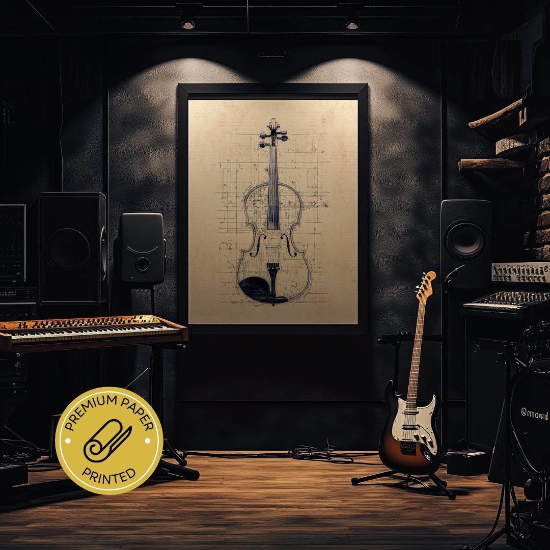 Violin Blueprint - Printed Vintage Wall Art for Music Lovers - Etsy