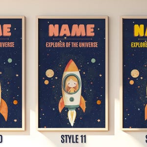 Space Nursery Decor Personalized Space Poster for Kids Custom Name ...