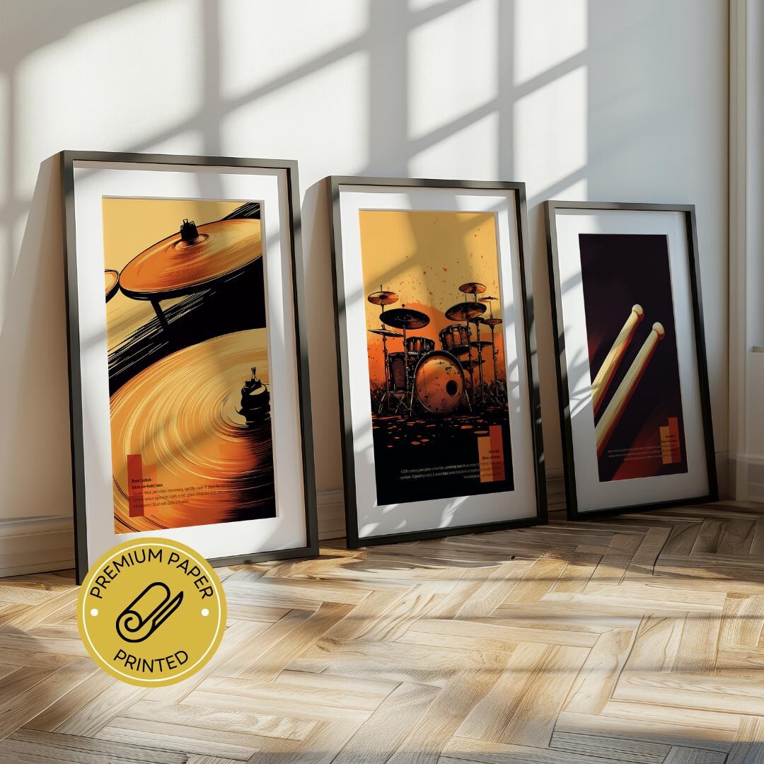 Drum Set Wall Art Vol. IV : Drum, Cymbal, and Sticks - A Trio of Music ...