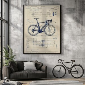 Pro Racing Bicycle Blueprint Art - Vintage Technical Design Poster ...