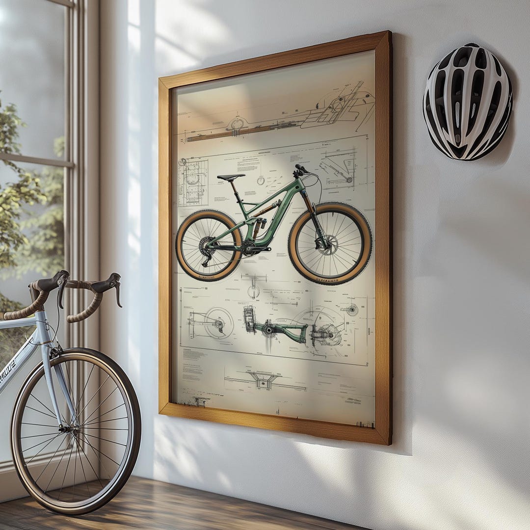 MTR Bicycle Blueprint Art V2 - Mountain Bike Technical Drawing ...