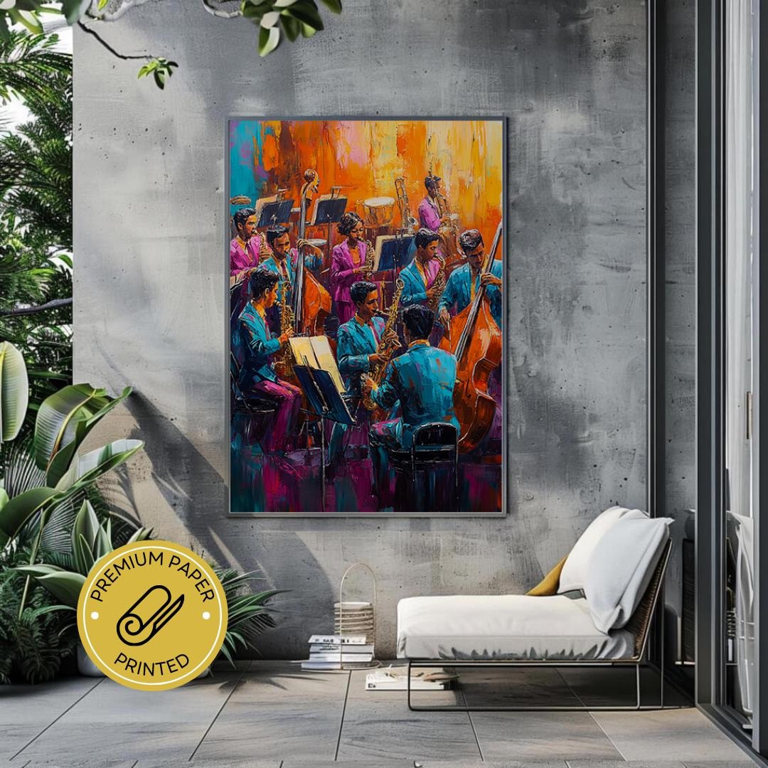 Vibrant Symphony Orchestra - Printable Digital Art - Musical Harmony in ...