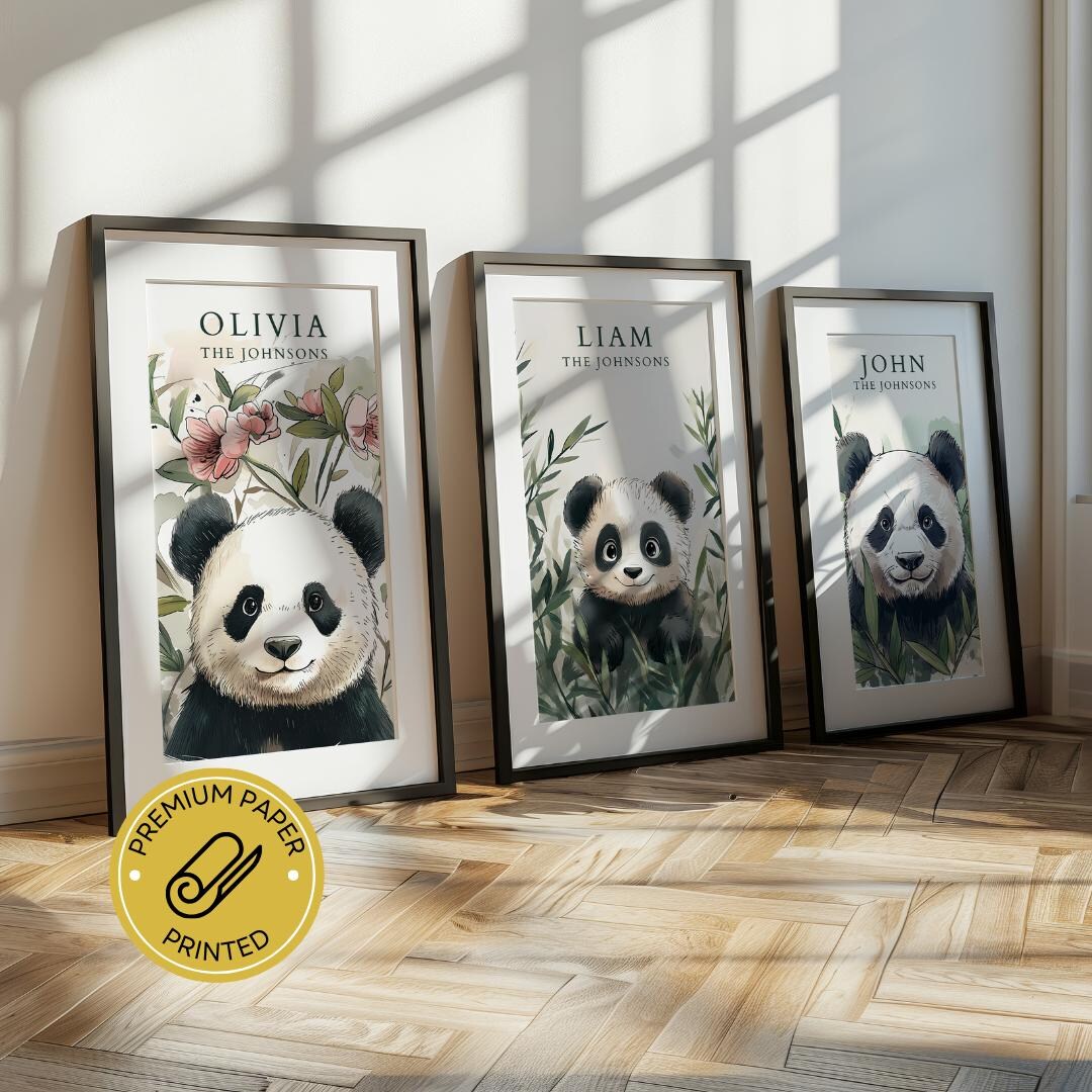 Custom Animal Family Portraits | Panda Family | Personalized Wall Art ...