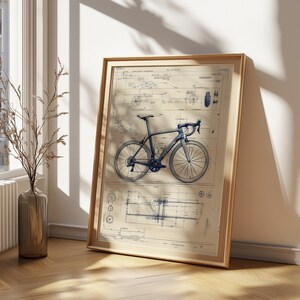 Pro Racing Bicycle Blueprint Art - Vintage Technical Design Poster ...
