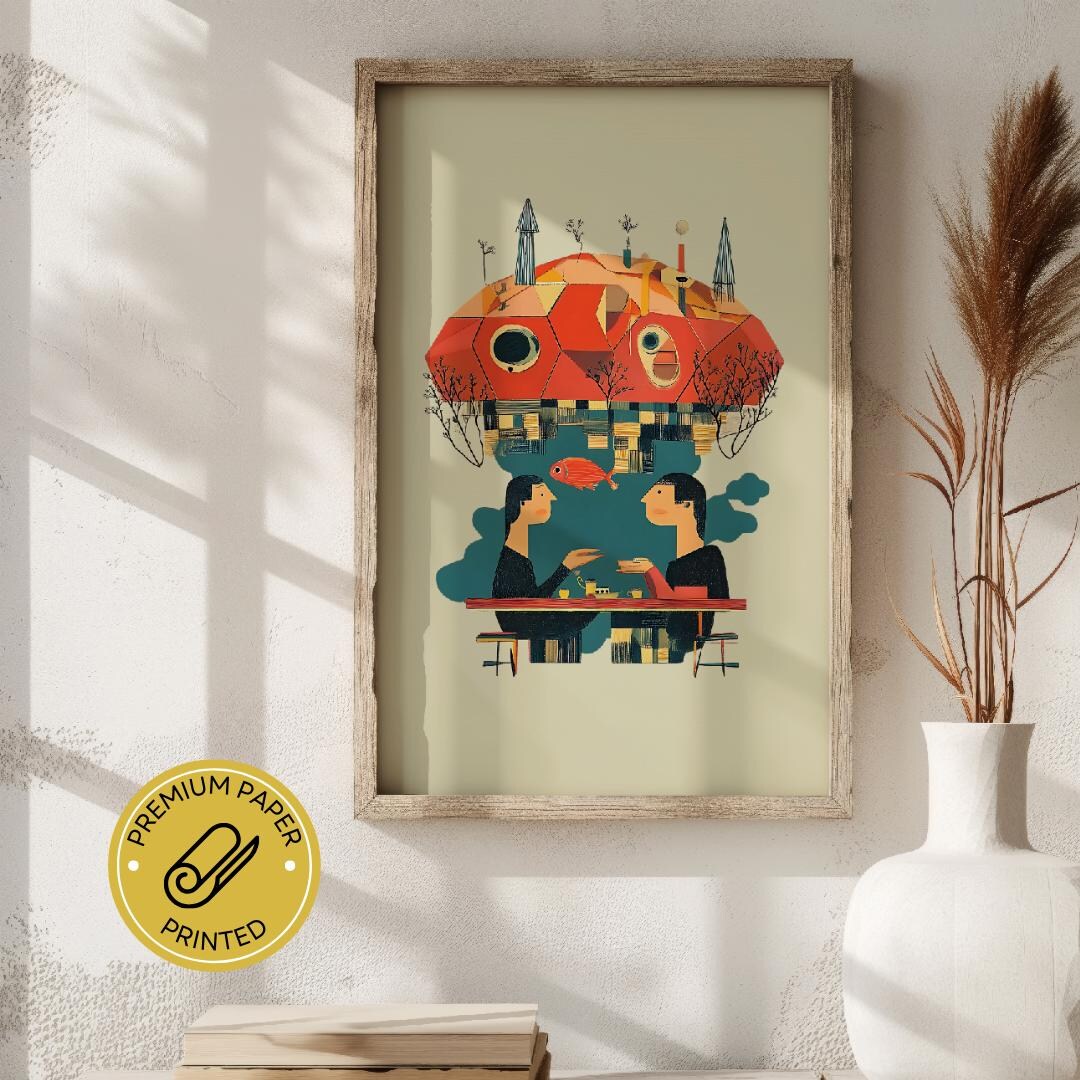 Surreal Dinner Scene Art Print: Whimsical Restaurant Decor - Etsy