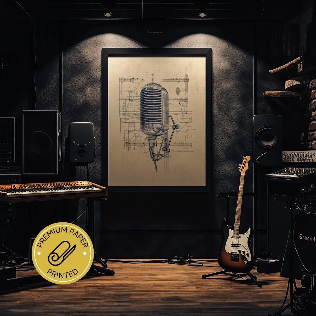 Vintage Microphone Blueprint - Printed on Premium Paper - Etsy