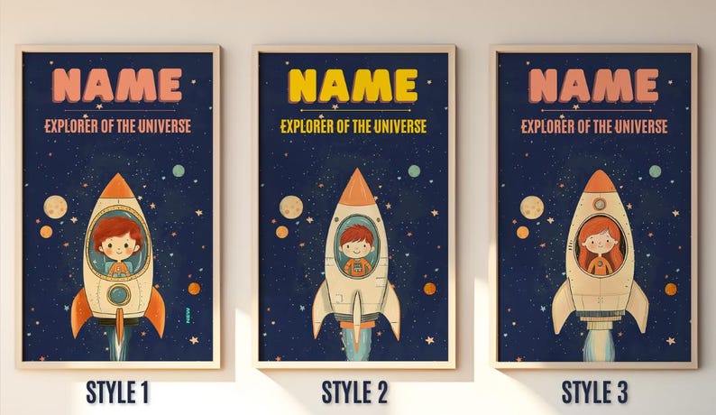 Space Nursery Decor Personalized Space Poster for Kids Custom Name ...