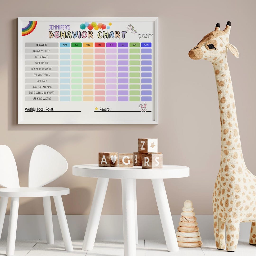 Cuadro de comportamiento semanal personalizado y certificado para niños ...