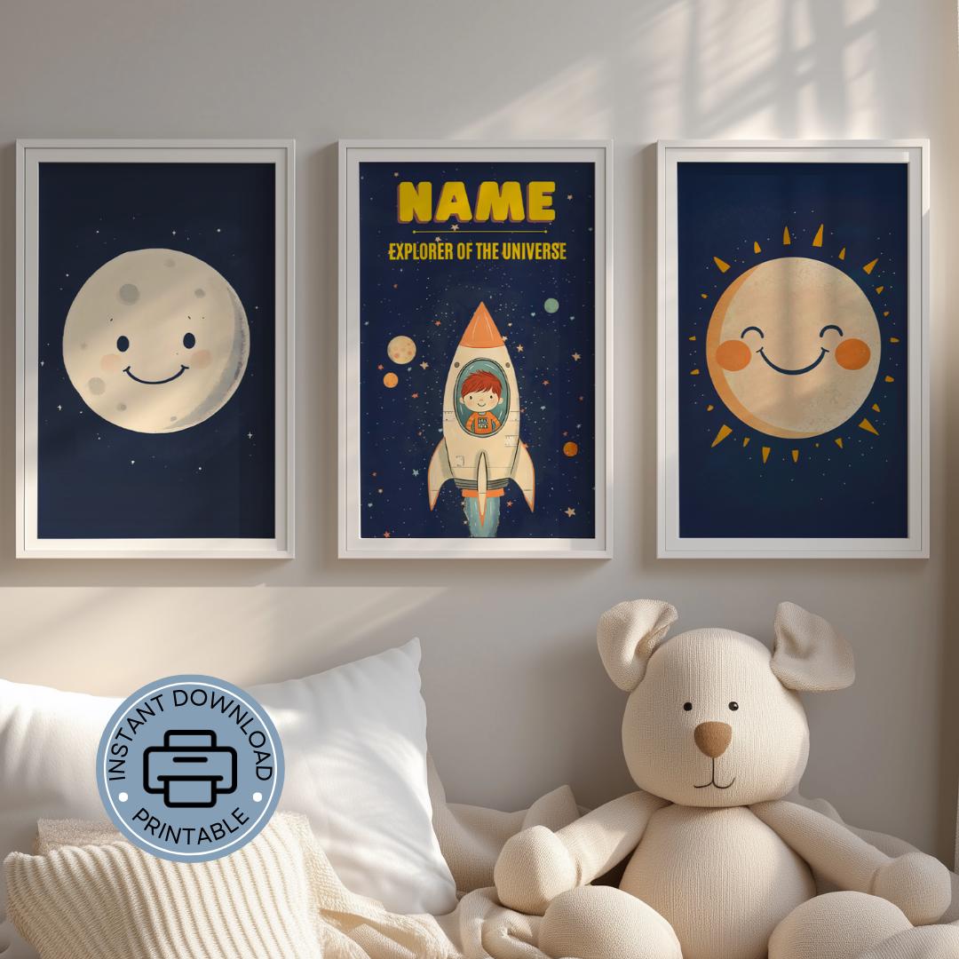 Space Nursery Decor Personalized Space Poster for Kids Custom Name ...