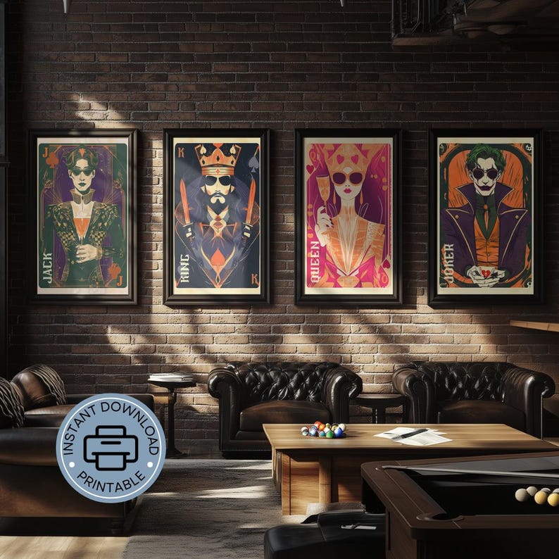 Modern Playing Card Wall Art Set Playing Card Wall Art Set Unique Joker ...