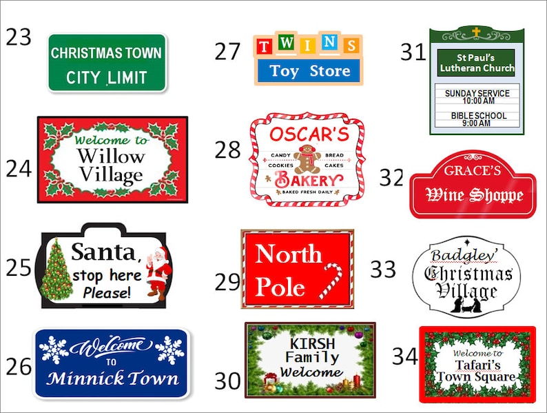 CUSTOM * Mini SIGNS * Christmas Village Town * Dollhouse * Choose One ...