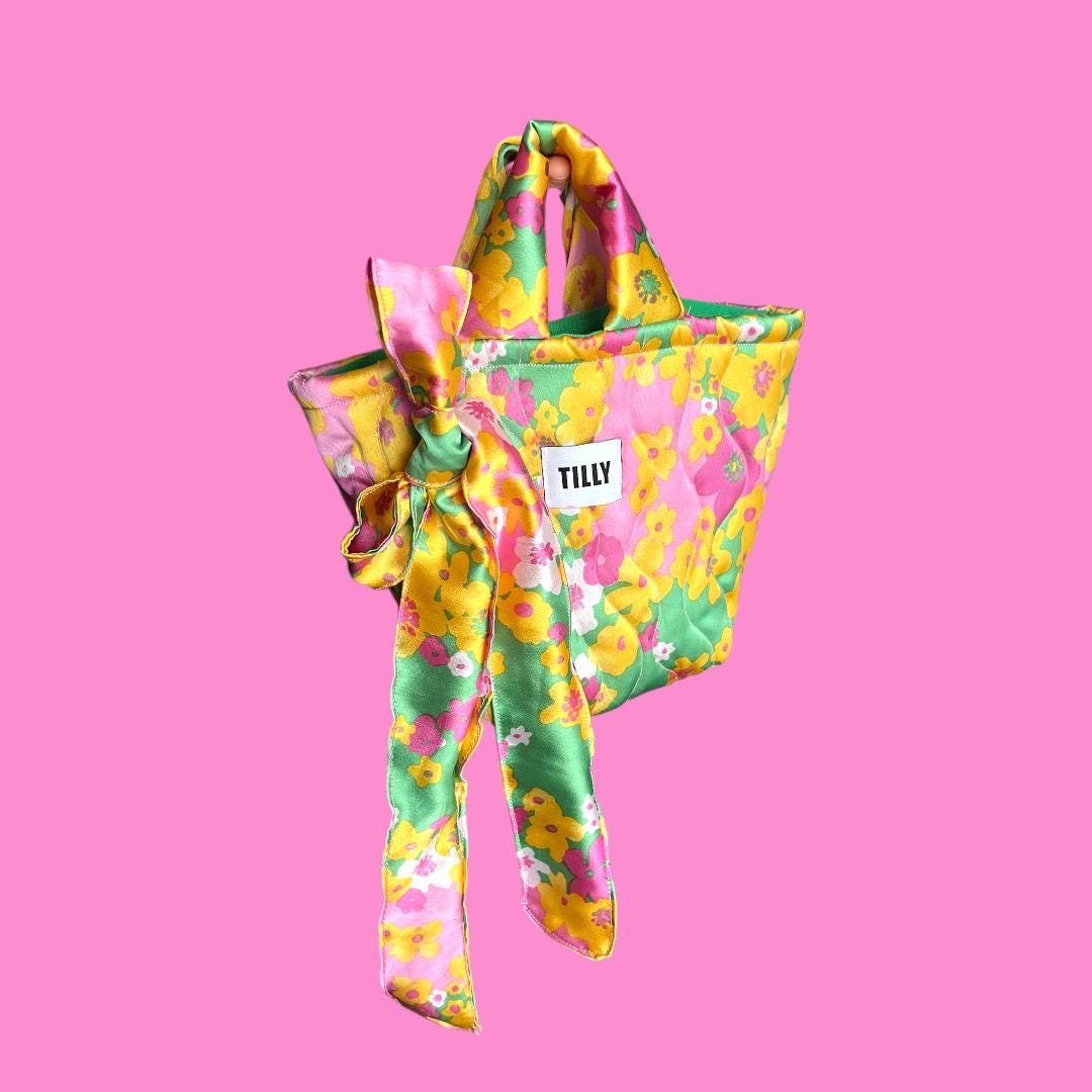 Emma Quilted Floral Bow Ribbon Bag Flowers - Etsy
