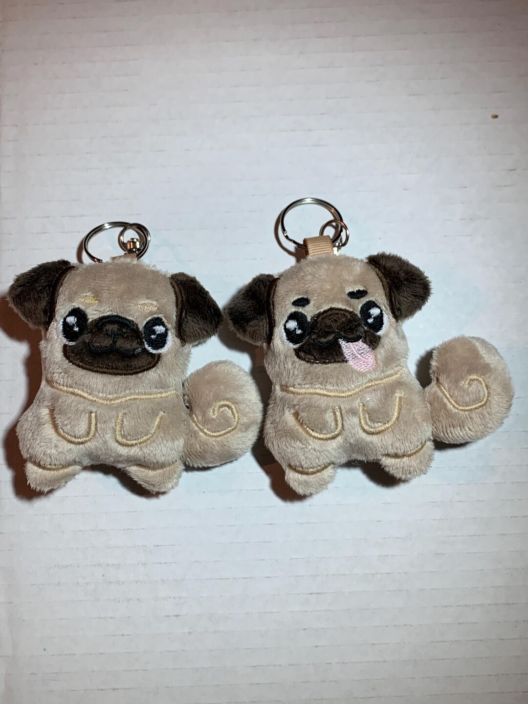 Cute Pug Plush Keychain Charm - Etsy