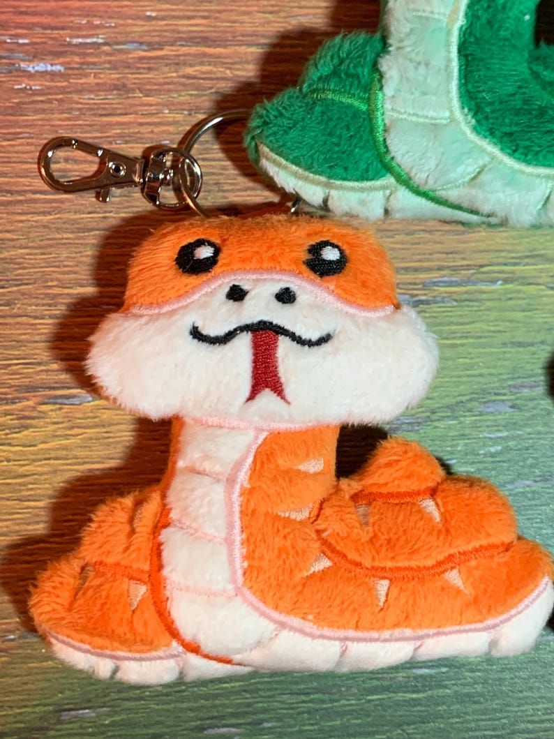 Cute Chibi Snake Plush Keychain Charm - Etsy