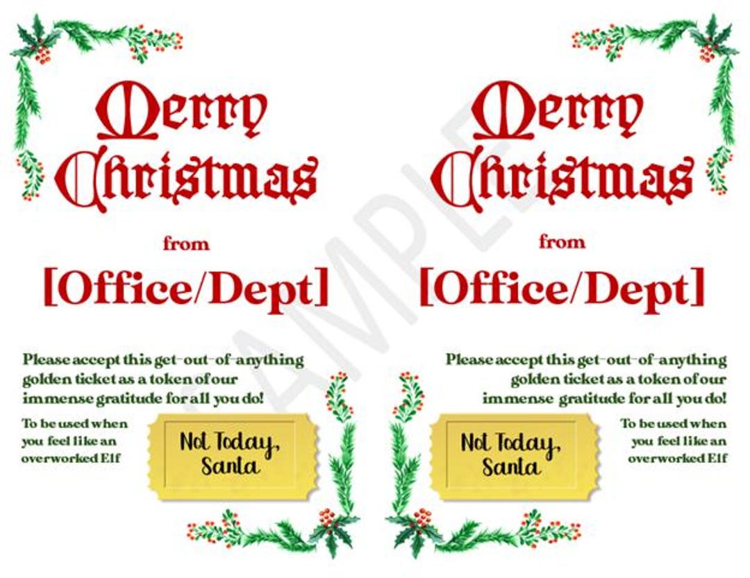 Vintage Office/work Christmas Card Microsoft Word Template 2 per Page ...