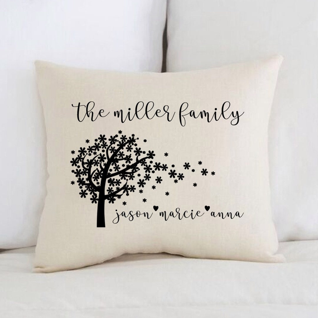 Personalized Family Tree Baby Pillow: Unique Linen Nursery Decor - Etsy