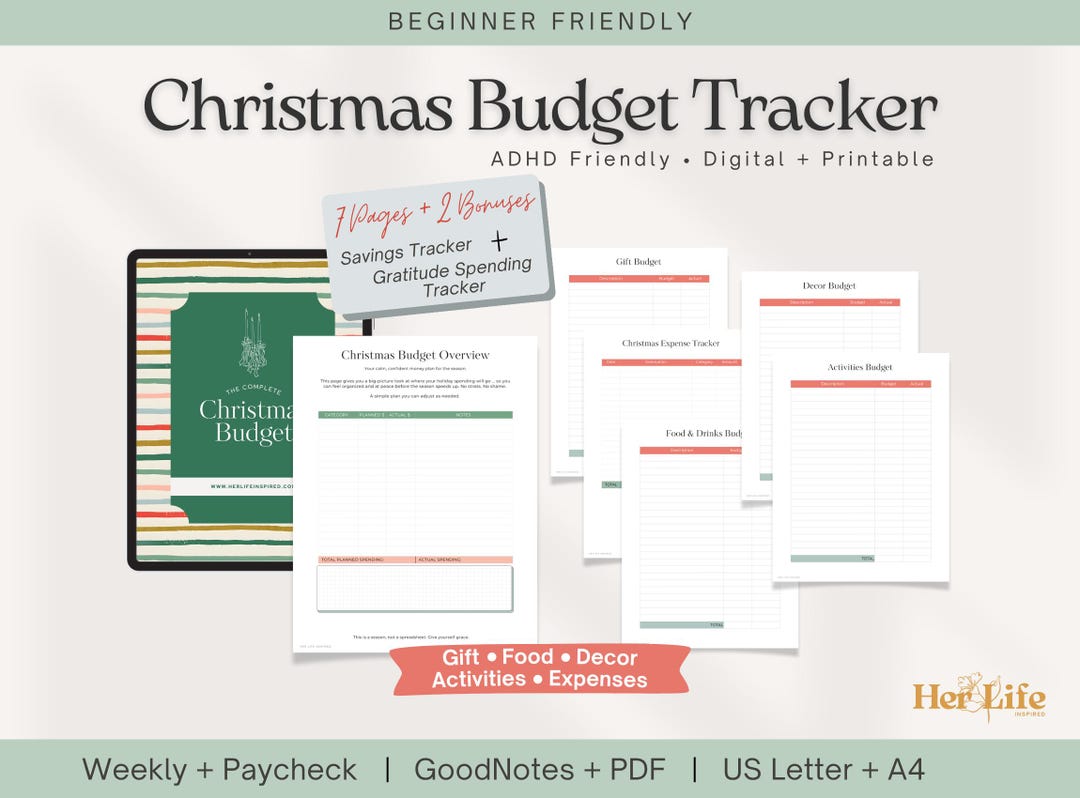 Christmas Budget Tracker ADHD Friendly, Gift Tracker, Spending Tracker ...