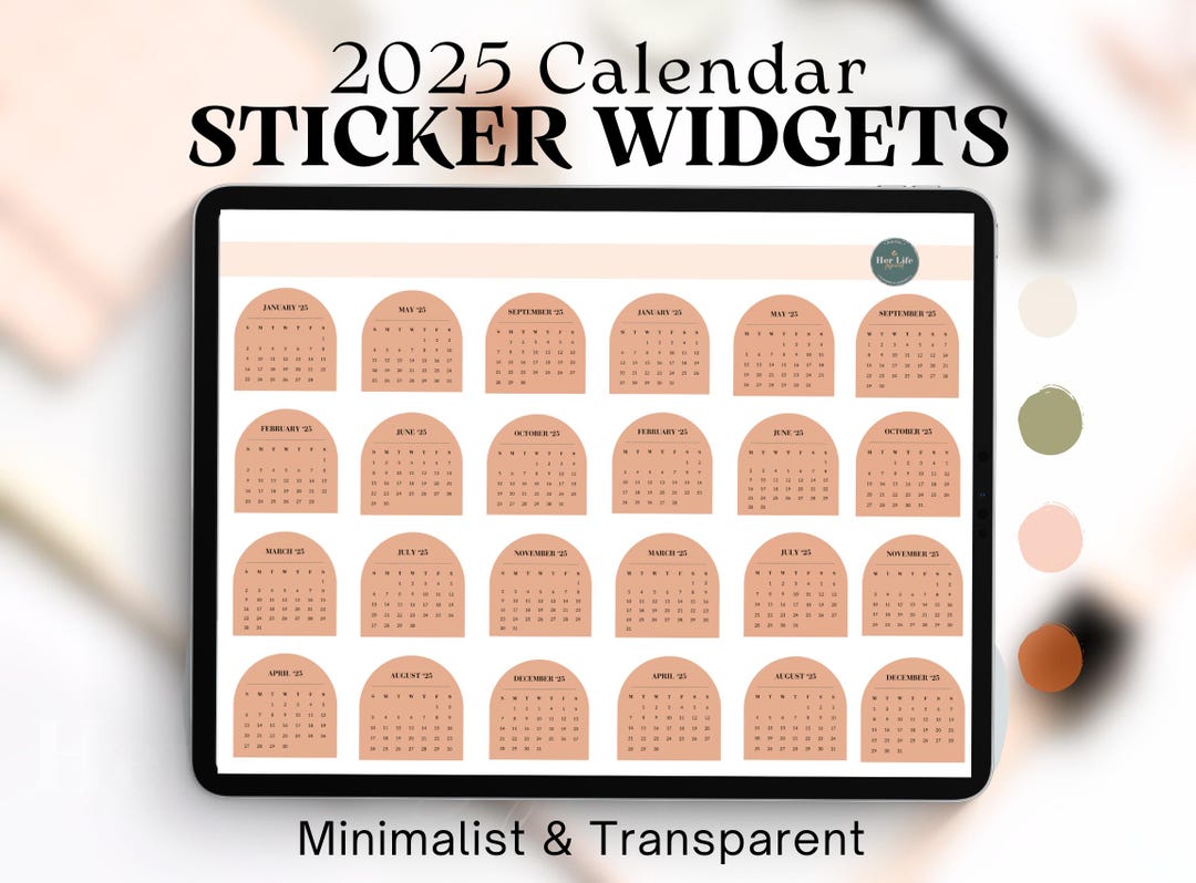 2025 Mini Calendar Stickers: Transparent Planner Stickers (digital ...