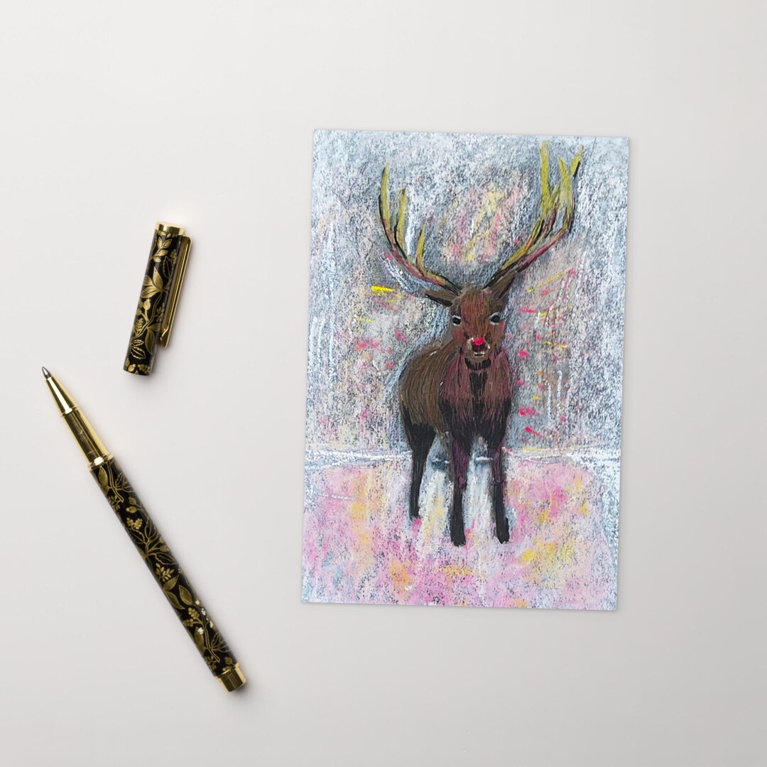 Rudolph the Red-nosed Postcard - Etsy