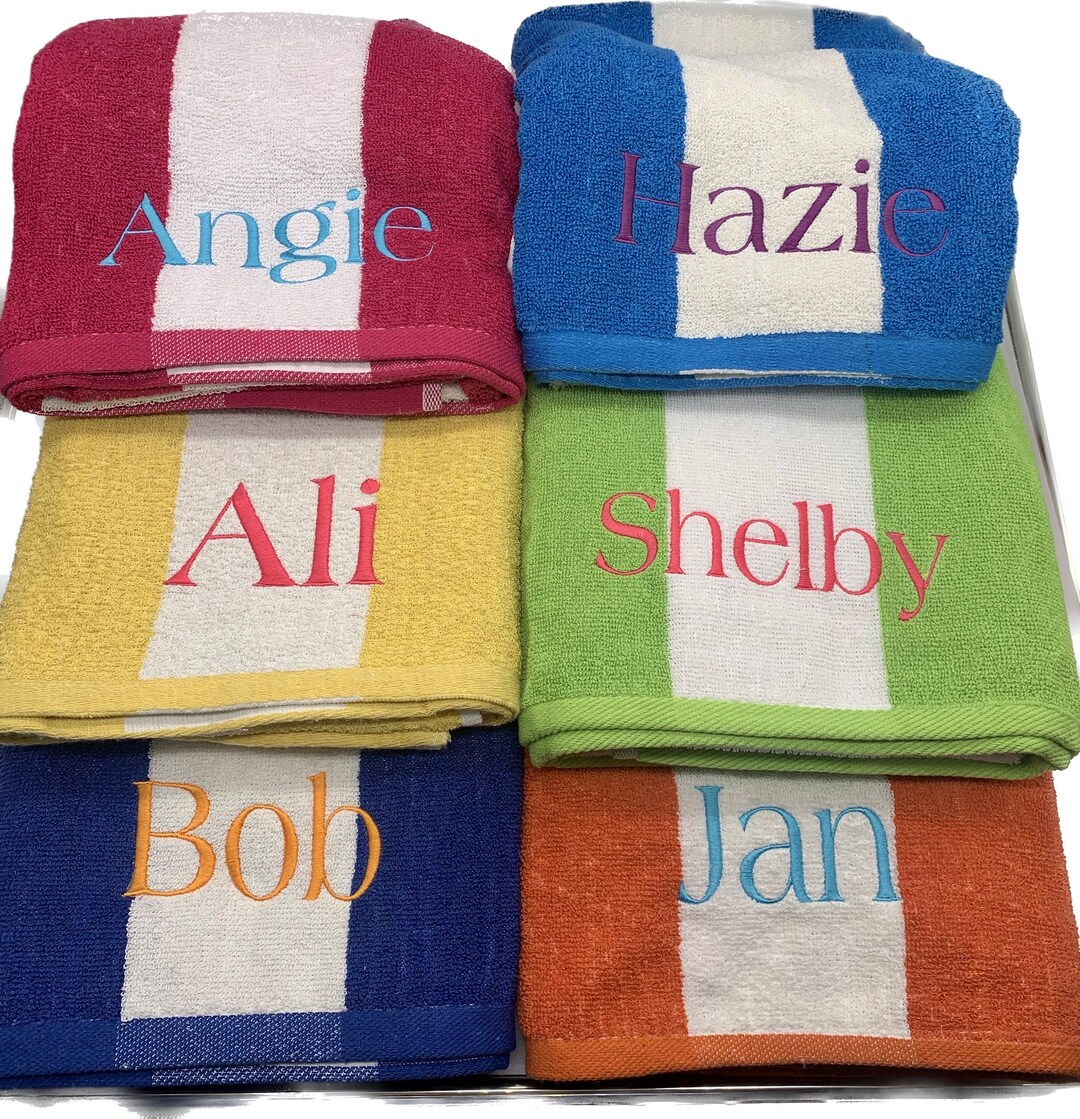 Beach Towel, Personalized Embroidered Name. 6 Colors + Second Towel ...