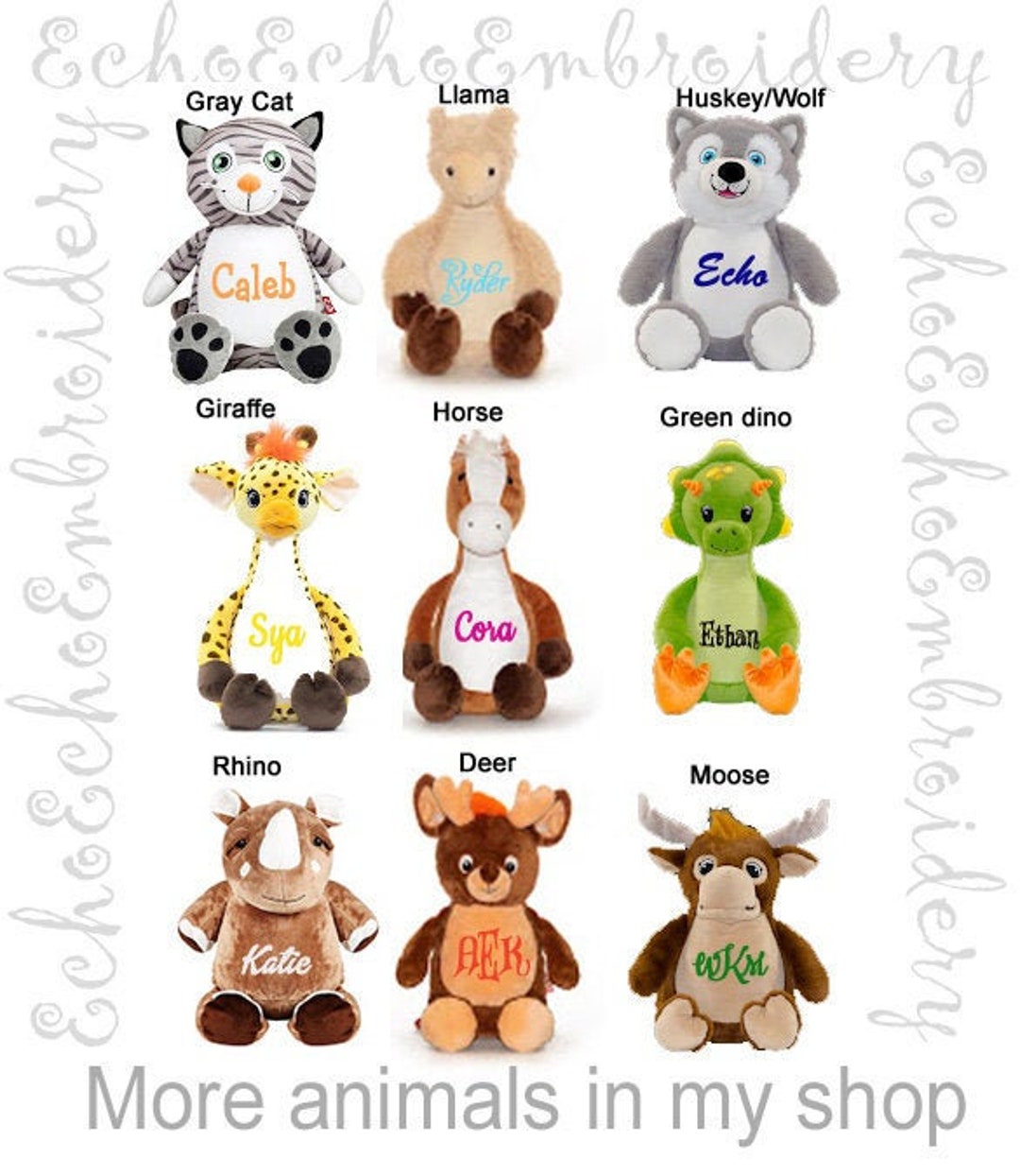 Personalized Stuffed Animal Cubbie. Embroidered Name or Birth - Etsy