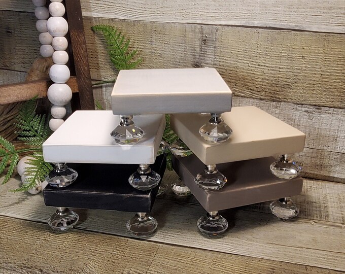 Tiered Tray Riser, Farmhouse Decor, 4 Small Rustic Riser, Wood Stand ...